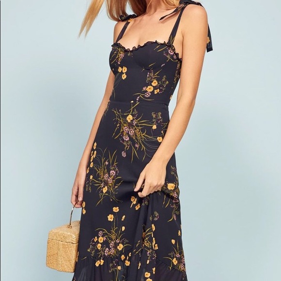 Reformation | Dresses | Reformations Navy Blue Flower Pattern Nikita ...
